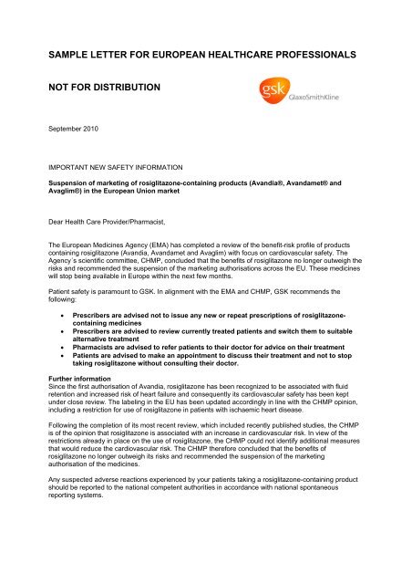 Sample European Dear Healthcare Provider Letter Sept 2010