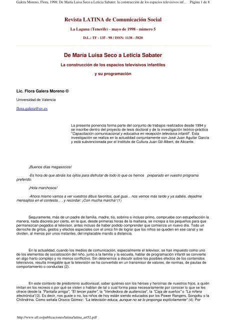 De María Luisa Seco a Leticia Sabater. la construcción de los ...
