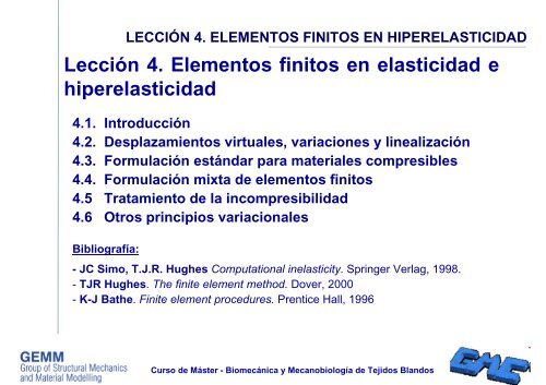 Lección 4. Elementos finitos en elasticidad e hiperelasticidad
