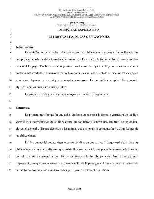 Memorial Explicativo - Oficina de Servicios Legislativos