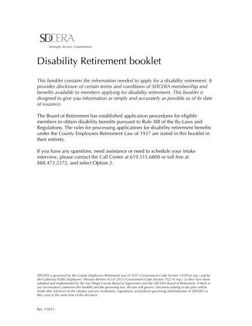 Disability Retirement guide - sdcera
