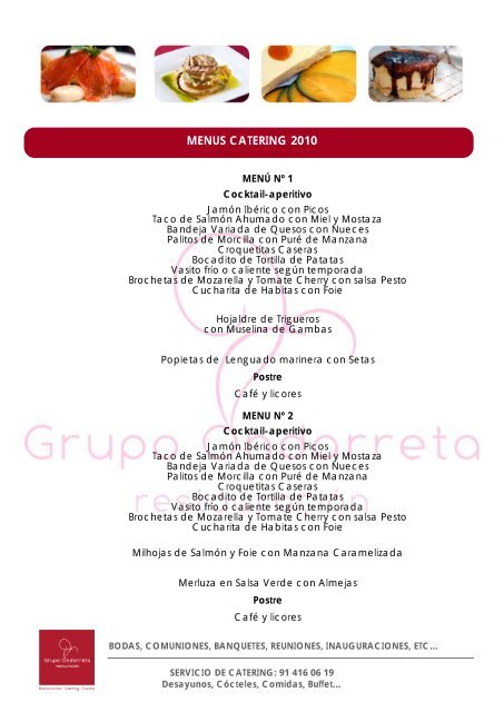 MENUS CATERING 2010