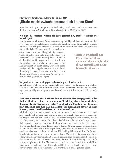 Interview mit Jörg Bergstedt - Projektwerkstatt Interview mit Jörg Bergstedt - Projektwerkstatt