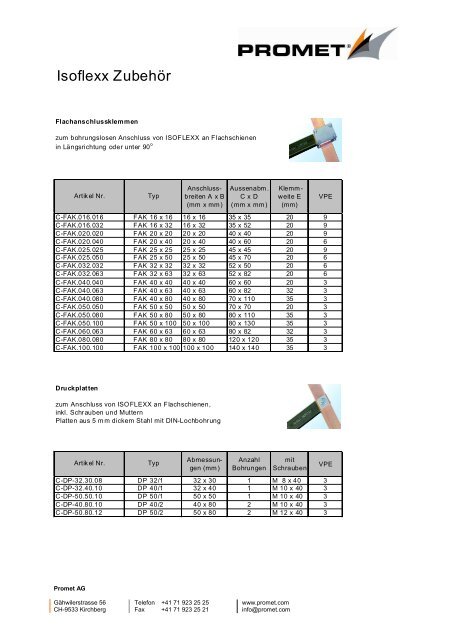 IsoFlexx Zubehör - Promet AG