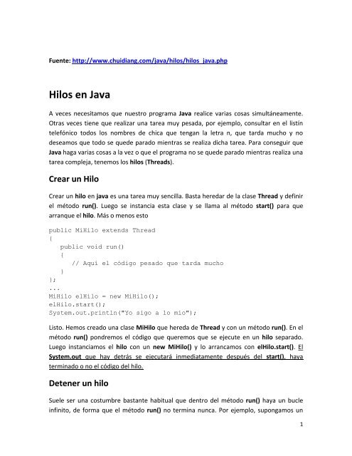 Hilos en Java - Sitio Web de Pablo Pancardo
