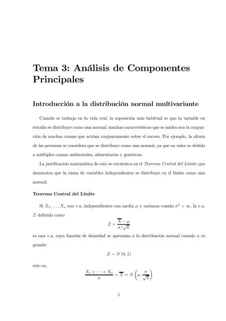 Tema 3: Análisis de Componentes Principales