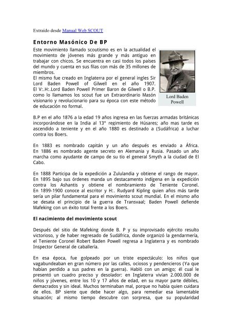 Entorno Masonico De Baden Powell Guías Y Scouts Nua Mana