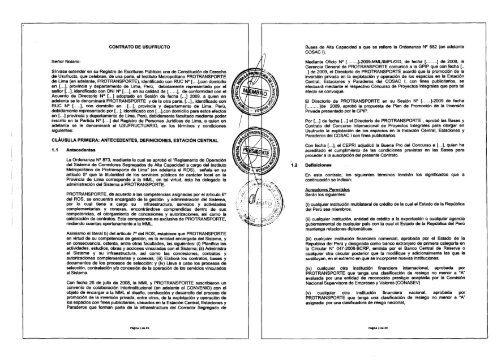 Contrato de Usufructo - Municipalidad Metropolitana de Lima