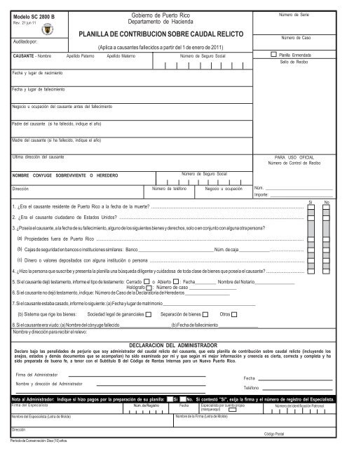 Modelo SC 2800 B - Departamento de Hacienda - Gobierno de ...