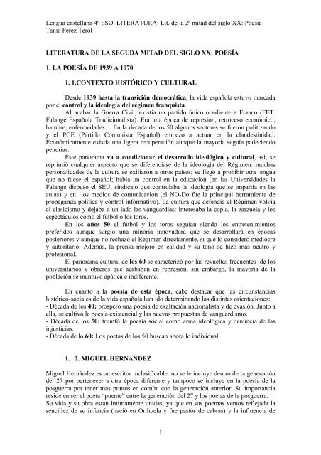 4º ESO Poesía del siglo XX - Lengua y LiTEROLtura