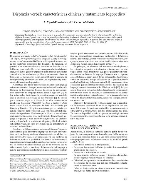 Dispraxia verbal: características clínicas y tratamiento logopédico