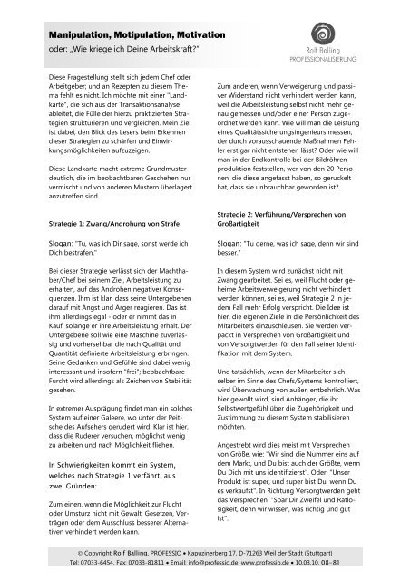 Manipulation, Motipulation, Motivation