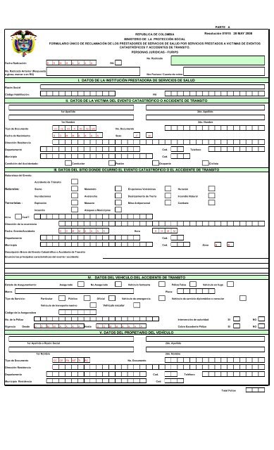Formulario único de reclamaciones furips - Fasecolda