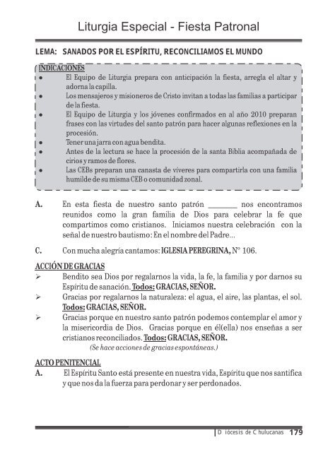 Liturgia Especial - Fiesta Patronal - Diócesis de Chulucanas