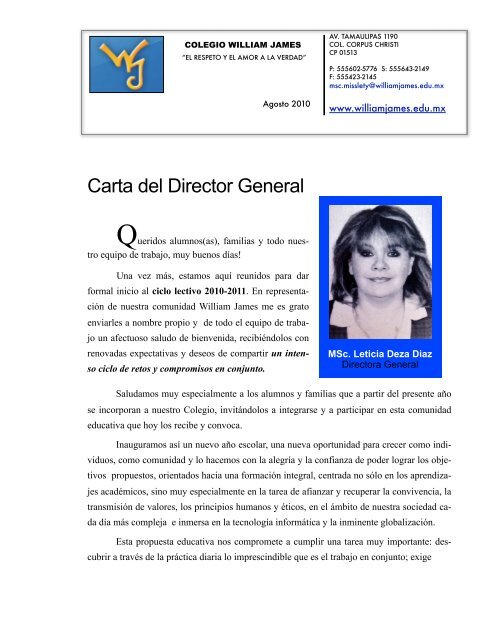Carta Directora General - William James Eagles