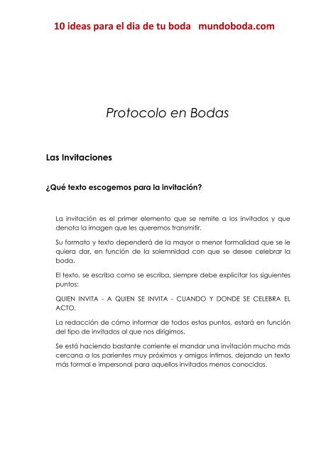 Protocolo en Bodas - Mundoboda
