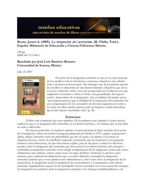 Beane, James A. (2005). La integración del ... - Education Review