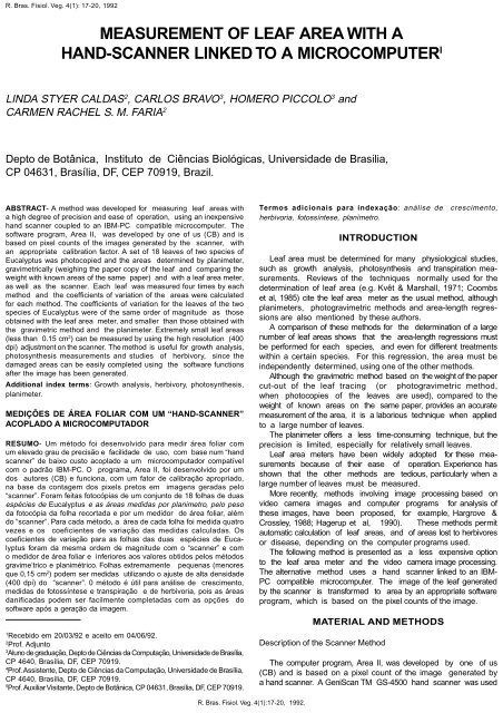 MEASUREMENT OF LEAF AREA WITH A HAND ... - Embrapa