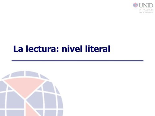La lectura: nivel literal