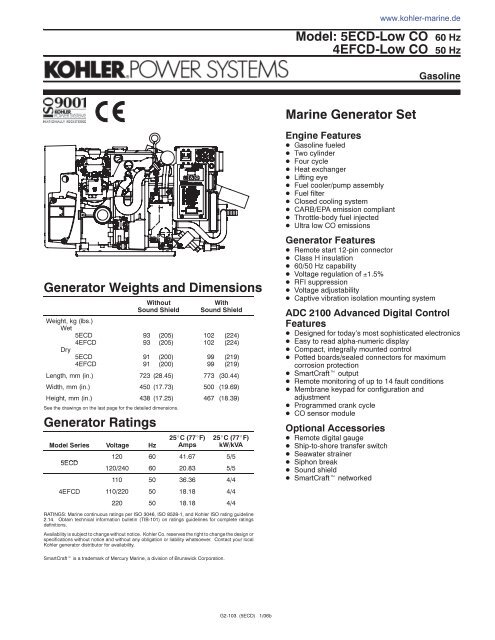 Model: 5ECD-Low CO 60 Hz 4EFCD-Low CO 50 Hz Marine ...