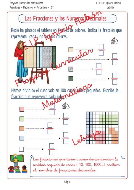 Fracciones – Decimales y Porcentajes - ceip ignacio halcón Fracciones – Decimales y Porcentajes - ceip ignacio halcón