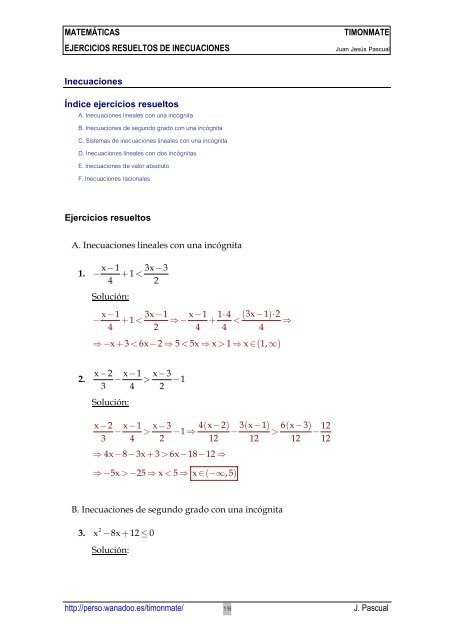 Ejercicios resueltos de inecuaciones