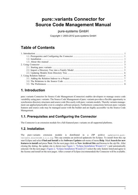 pure::variants Connector for Source Code Management Manual