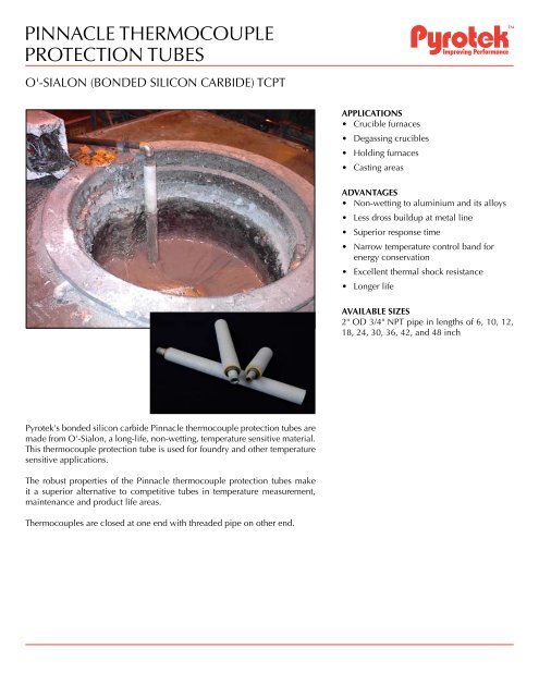 Pinnacle Thermocouple Protection Tubes - English (Letter) - Pyrotek