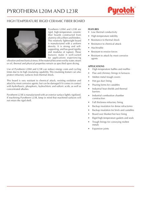 Pyrotherm L20M and L23R - English (A4) - Pyrotek