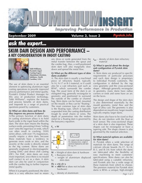 Skim Dam Design and Performance—A Key Consideration ... - Pyrotek