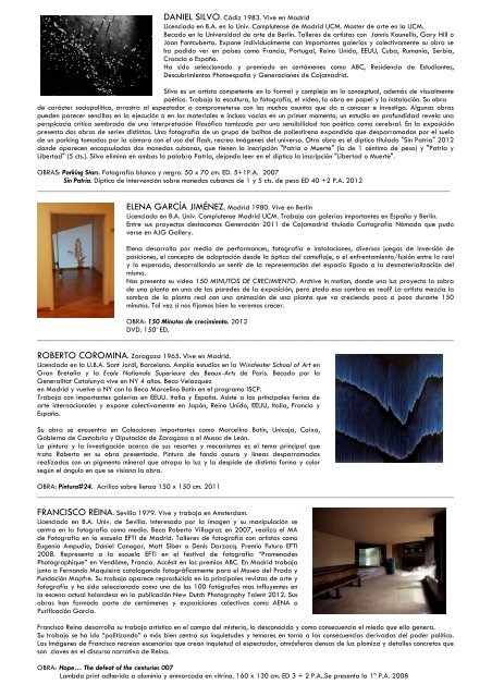 artistas y ficha tecnica de las obras - AJG Gallery