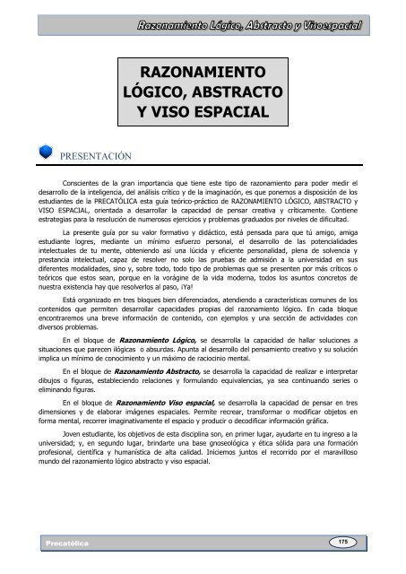 RAZONAMIENTO LÓGICO, ABSTRACTO Y VISO ESPACIAL