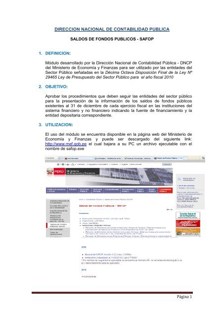 Manual del SAFOP VISUAL - Ministerio de Economía y Finanzas