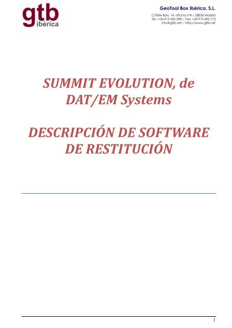 SUMMIT EVOLUTION, de DAT/EM Systems ... - Gtb Ibérica