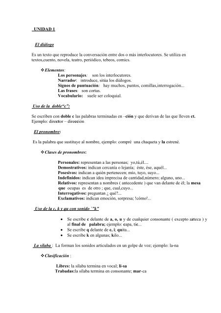 UNIDAD 1 El diálogo Es un texto que reproduce la conversación ...