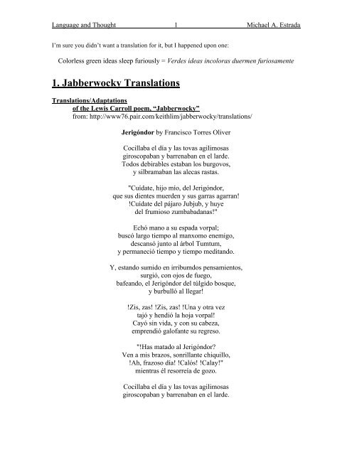Jabberwocky Poem Meaning