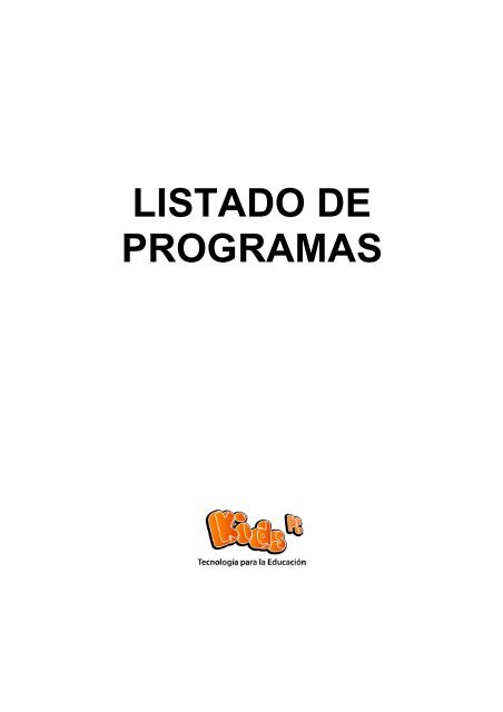 Listado de Programas del Sistema Kids PC - Software Educativo