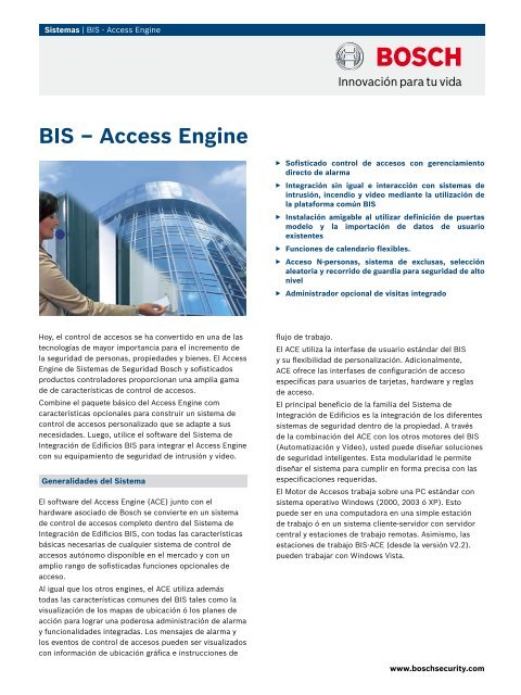 BIS – Access Engine - Bosch - Sistemas de Seguridad