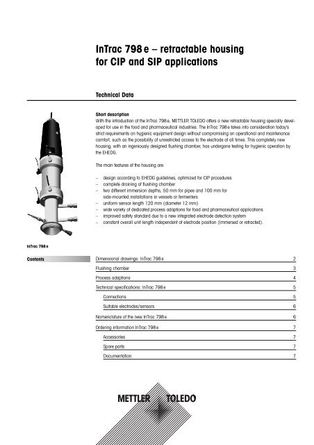 InTrac 798 e – retractable housing for CIP and SIP ... - Mettler Toledo