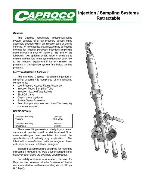 Injection / Sampling Systems Retractable - Caproco