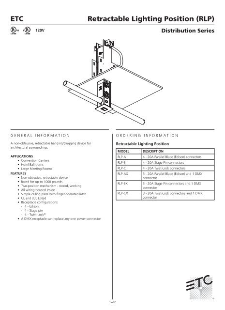 Retractable Lighting Position (RLP) ETC