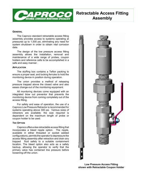 Retractable Access Fitting Assembly - Caproco
