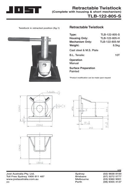 Retractable Twistlock TLB-122-805-S - JOST Australia