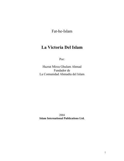 La Victoria Del Islam - Comunidad Ahmadía del Islam
