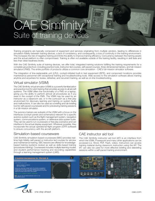 CAE Simfinity - Suite of training devices