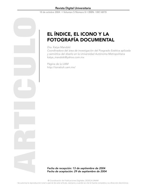 el índice, el icono y la fotografía documental - Revista Digital ...