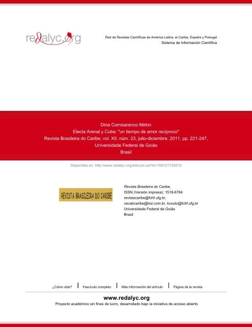 Redalyc.Electa Arenal y Cuba: "un tiempo de amor recíproco"