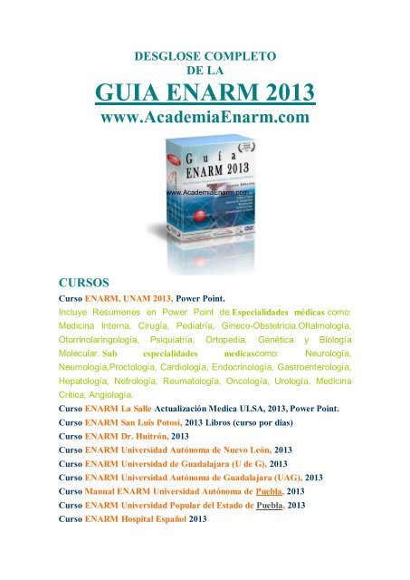DESGLOSE COMPLETO DE LA GUIA ENARM 2013 www