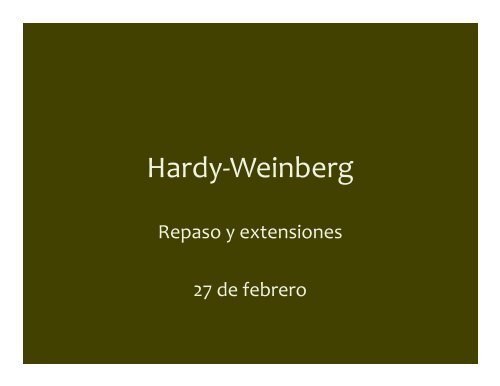 Hardy‐Weinberg