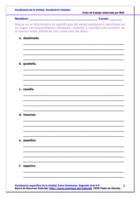 Descarga la ficha del vocabulario de miedo y realiza las actividades.